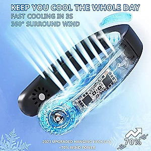 ZAPAL Portable Neck Air Conditioner Fan, Personal Rechargeable Cooling Neck Fans for Travel Camping Outdoor, Battery Operated Wrap-around Electric Fans for Men Women Kids, 3 Mode 3 Speed USB Fan Black