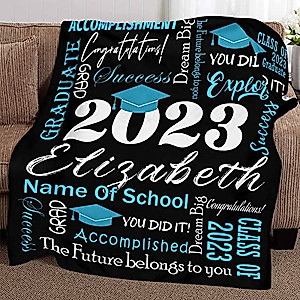YFgohighhh Personalized Name Picture Blanket Graduation, Black for Christmas Family Mom Dad Sisters Dog Friends Besties Grandma Wife Valentines-30 x40