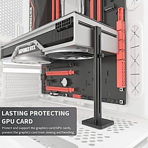 upHere Graphics Card GPU Brace Support Video Card Sag Holder/Holster Bracket, Anodized Aerospace Aluminum Black,Adjustable Height Support,GH02BK