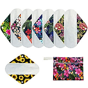 6+1Set Reusable Organic Bamboo Panty Liner Sets, Including 6pcs Daily Use Panty Liner + 1 pcs Mini Wet Bag