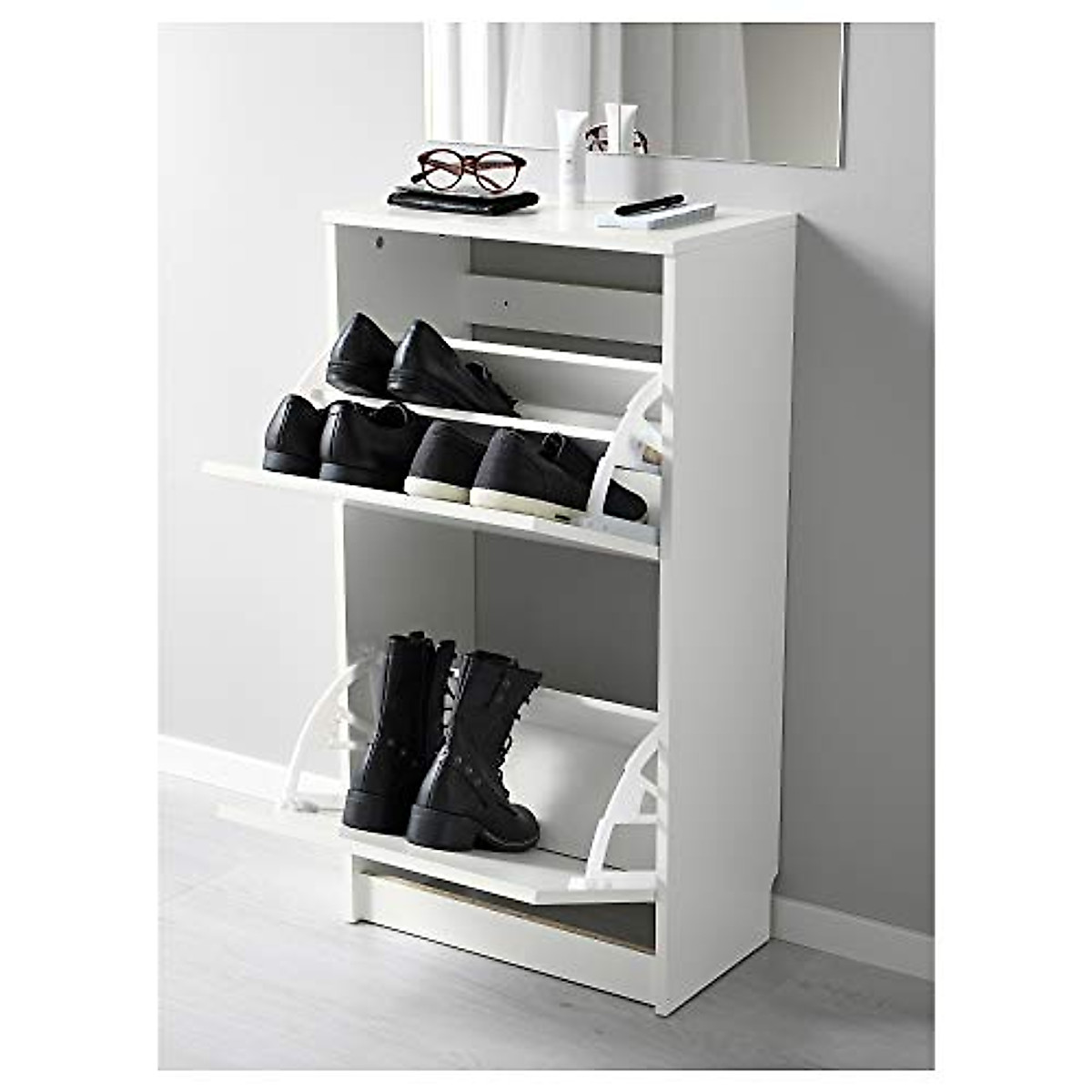 Ikea BISSA shoe cabinet with 2 compartments white (49x28x93 cm)