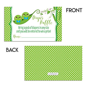 Two Peas In A Pod Twin Boys Diaper Raffle Tickets for Baby Showers, 20 2" X 3” Double Sided Insert Cards for Games by AmandaCreation, Bring a Pack of Diapers to Win Favors & Prizes!