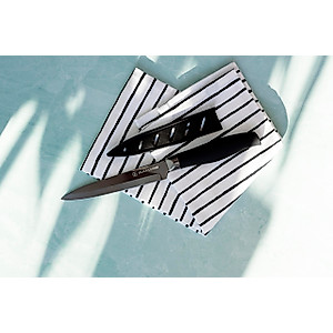 DURA LIVING Paring Knife - 3.5 Inch Black Nonstick Titanium Plated Stainless Steel Ultra Sharp Blade, With Ergonomic Comfort Grip Handle Kitchen Knife, With Matching Sheath