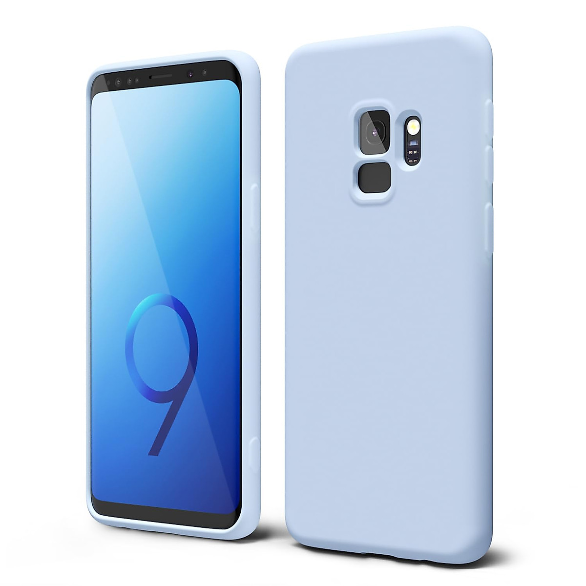 oakxco for Samsung Galaxy S9 Phone Case Liquid Silicone, Cute Thin Slim Soft Rubber TPU Plain Smooth Gel Cover for Women Girl Aesthetic, Matte Solid Protective & Shockproof, Aqua Sky Baby Light Blue