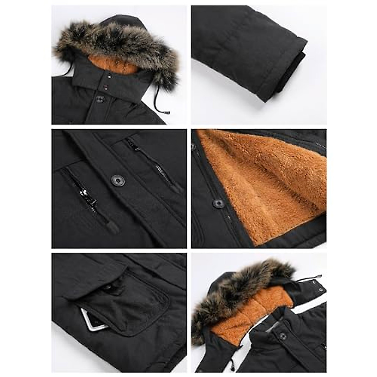 Tanming Men's Thicken Warm Winter Coat Mountain Ski Snowboard Jacket Hooded Parkas (Large, Black)