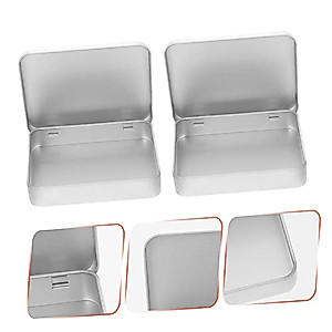 Holibanna 8 Pcs Tinplate Box Clutter Organizer Stainless Steel Containers with Lids Mini Candy Rectangular Candy Tins Gift Containers Candle Vessels Pill Clamshell Packing Box Usb