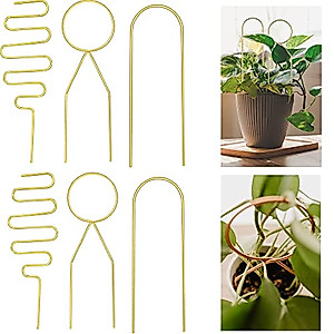 6Pcs Plant Trellis, Gold Trellis for Climbing Plants Indoor, Mini Trellis for Potted Plants Support Stake House Plant Trellis for Garden Potted Plant, Hoya, Pothos, Flower, Monstera