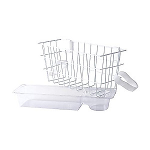 HealthSmart Walker Storage Basket with Cup Holder and Insert Tray, FSA Eligible, No Tools Needed, Universal Fit, White, 16 x 5.5 x 7, Walker Accessories Basket