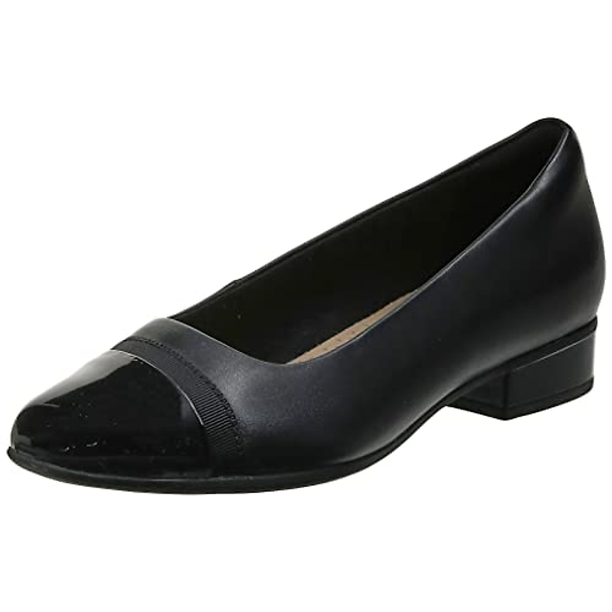 Clarks womens Juliet Monte Pump, Black Leather/Synthetic, 8.5 Wide US