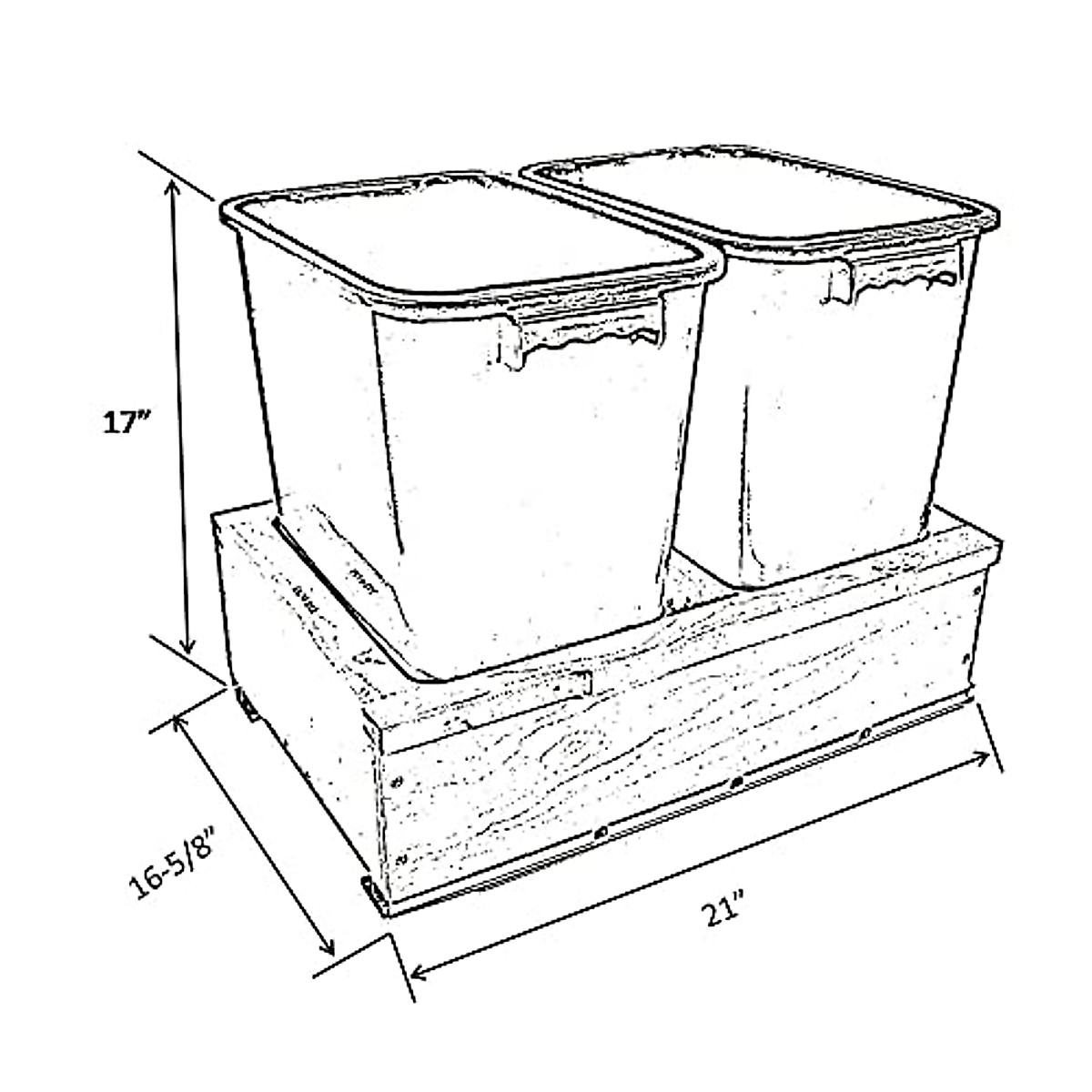 Dowell 4006 0215/0218/0221 Single/Double Waste Basket Pullout for B15/B18/B21 Cabinet (for B21 Cabinet)