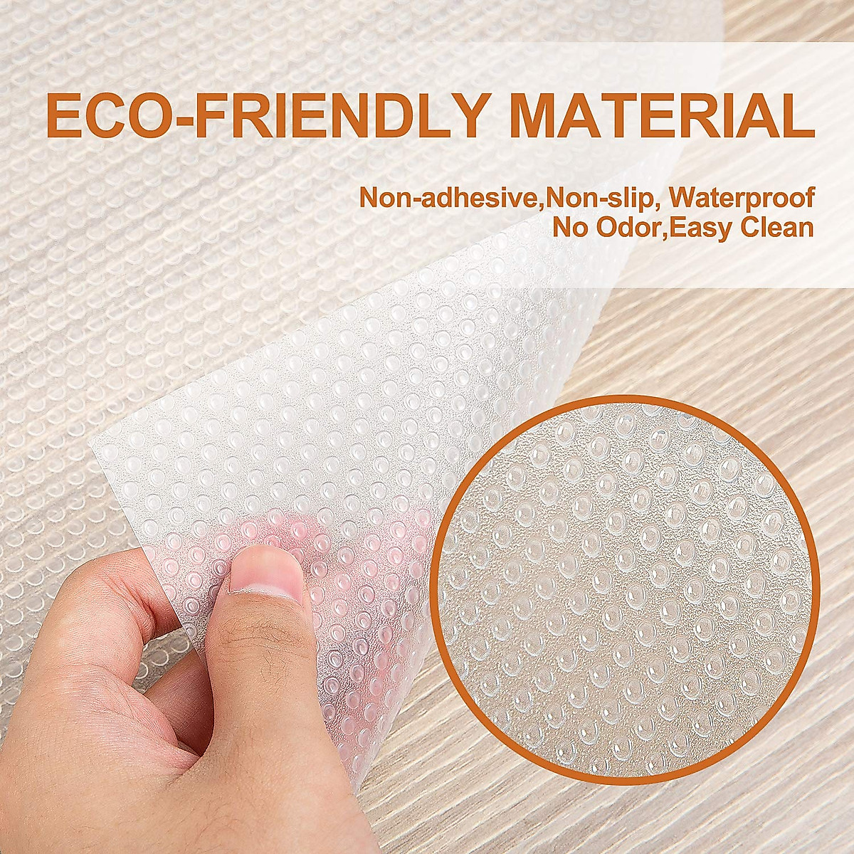 SinhRinh Shelf Liner, Non-Adhesive Drawer Liner, Double Sided Non-Slip Cabinet Liner 12IN x 20FT Cuttable and Washable for Kitchen, Shoe Rack and Refrigerator - Clear