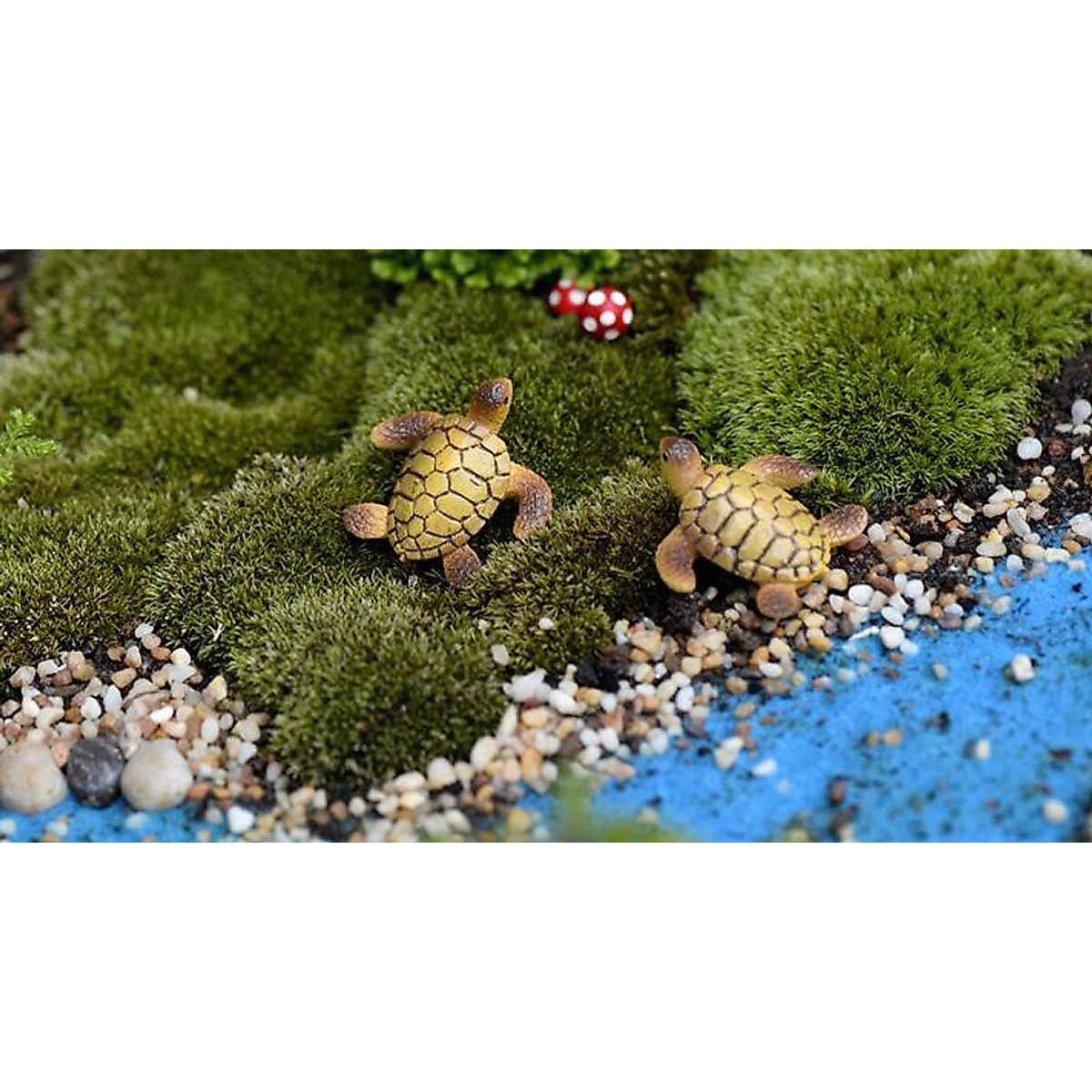 SunRise 6pcs Resin Cute Beach Sea Turtle Miniature Figurine Status Micro Landscape Decorations Fairy Gardens Dollhouse DIY Ornaments Decor