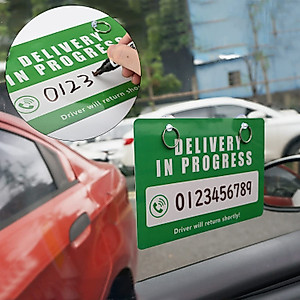 Motain Delivery In Progress Sigh For Delivery Driver Temporary Parking, 2 Pack 6 * 9" PVC Panel Sign With Suction Cup (Green)