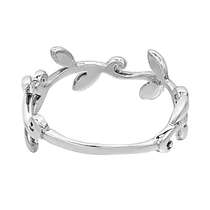 AeraVida Peaceful Elegance .925 Sterling Silver Olive Branch Ring | Minimalist Leaves Silver Ring for Women | Adorable Silver Ring Accessory for Nature Lover | Anniversary Jewelry Gift | Size (7)