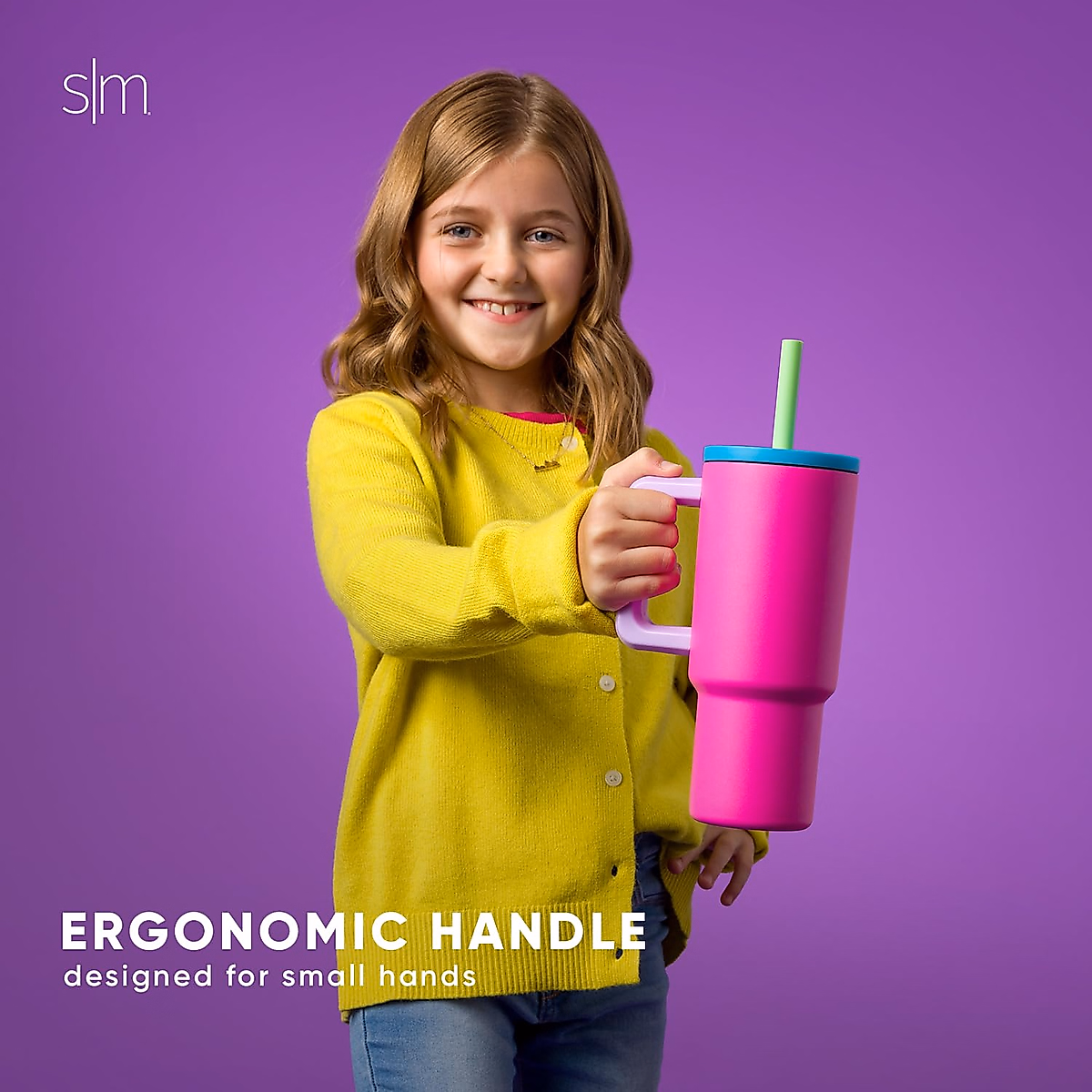 Simple Modern Kids 24 oz Tumbler with Handle and Silicone Straw Lid | Spill Proof and Leak Resistant | Reusable Stainless Steel Bottle | Gift for Kids Boys Girls | Trek Collection | Ocean Water