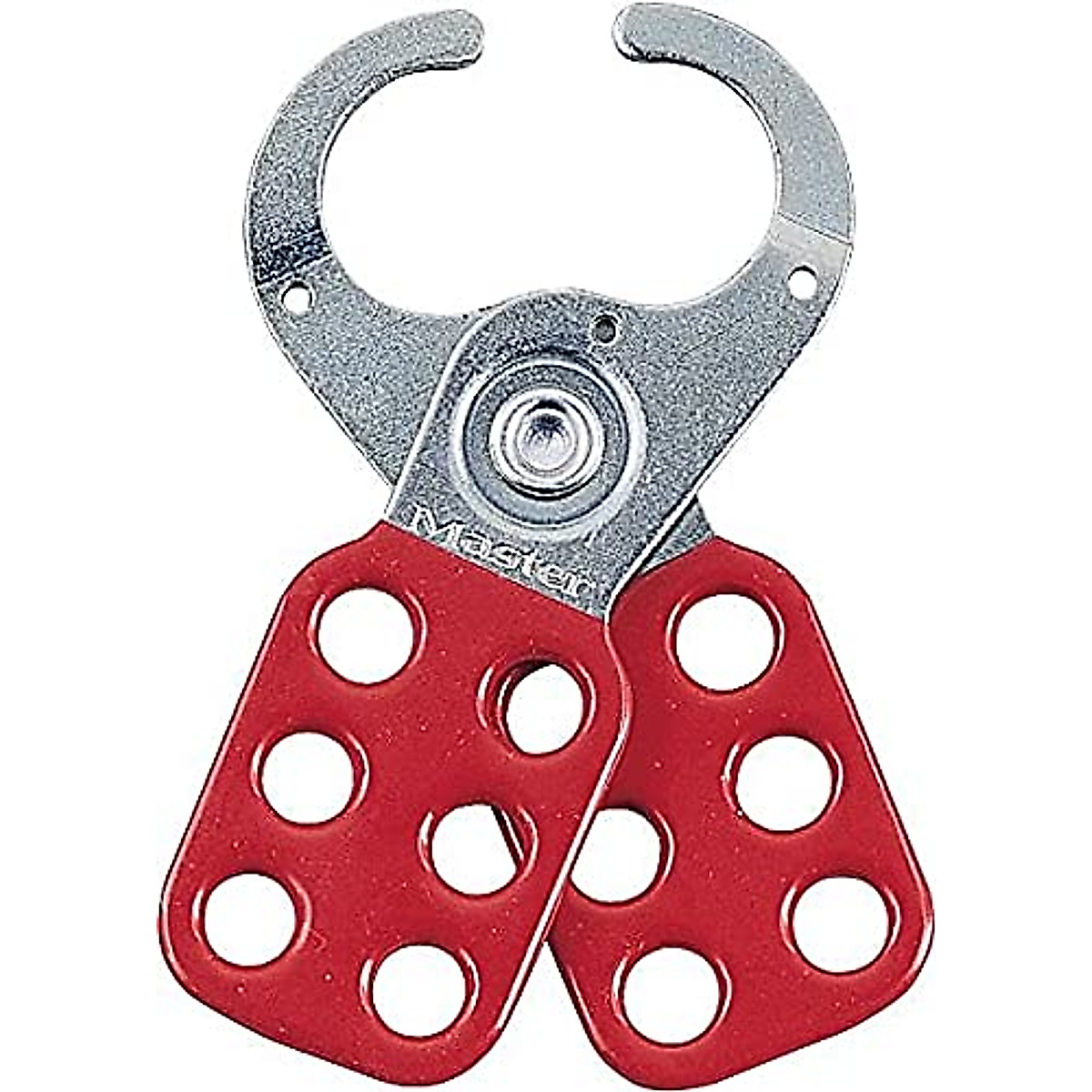 Master Lock 421 Lockout Tagout Hasp with Vinyl-Coated Handle and Extended Jaw, Red