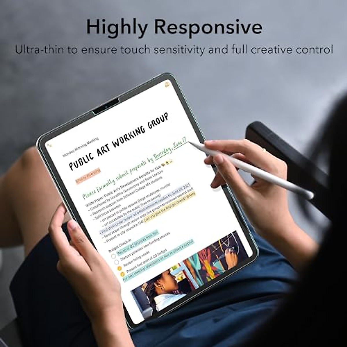 ESR 2 Pack Screen Protector for iPad Air 5th/4th Generation(2022/2020), iPad Pro 11 Inch (2022/2021/2020/2018) Screen Protector, Tempered Glass Film with Easy Application Tray, Anti-Scratch, HD