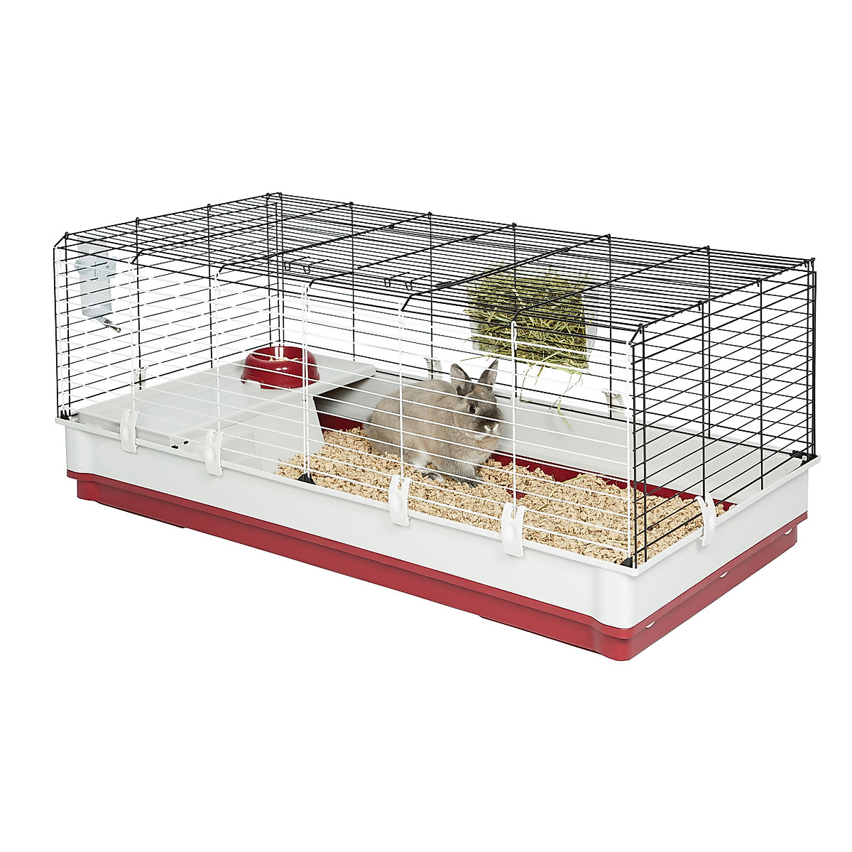 Midwest Homes for Pets Deluxe Rabbit & Guinea Pig Cage, X-Large, White & Red