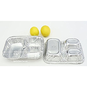 Disposable Aluminum 3 Compartment T.V Dinner Trays with Board Lid #210L (100)