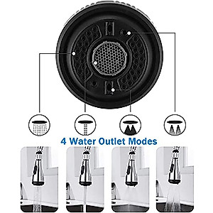 Kitchen Sink Tap Stainless Steel Pull Out Kitchen Mixer Taps 360° Swivel Kitchen Faucet Single Handle Sink Mixer Faucet with 4 Water Outlet Function,Black