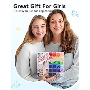 ARTDOT 5342 PCS Clay Beads for Friendship Bracelets Making Kit, 24 Rainbow Colors Jewelry Making Supplies Heishi Beads with Elastic String and Organizer Gifts for Teen Girls Ages 6 7 8 9 10 11 12