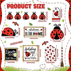 20 Pcs Ladybug Tiered Tray Decorations Spring Summer Ladybug Wooden Blocks Sign Ladybug Table Top Decor Red Farmhouse Ladybird for Home Kitchen Shelf Display Holiday Housewarming