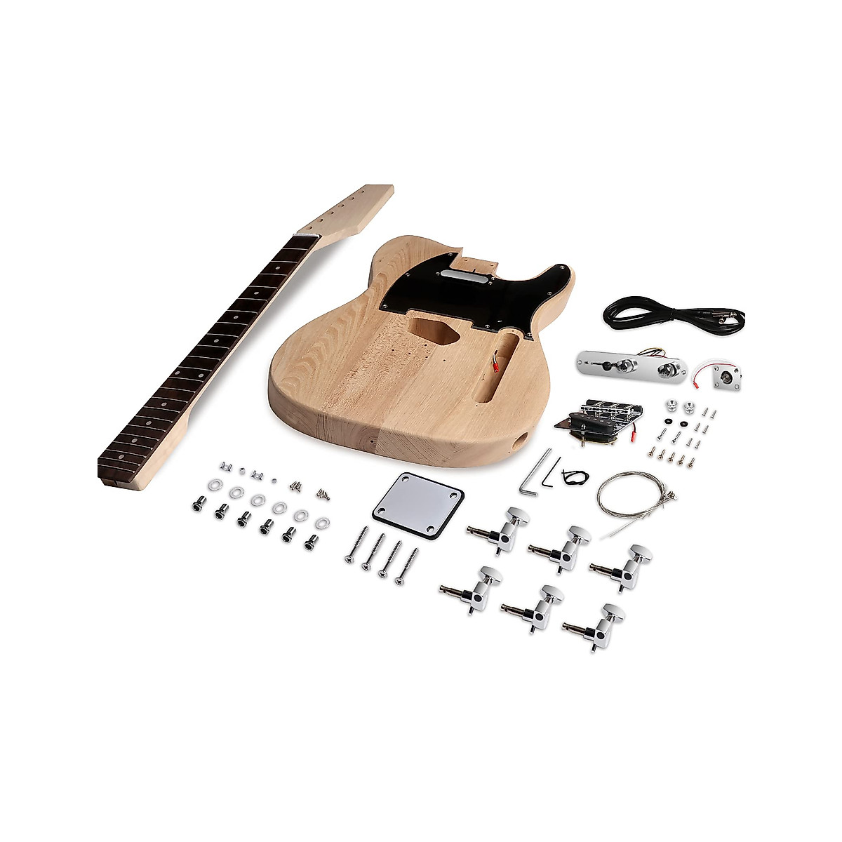 Fistrock DIY Electric Guitar Kit Beginner Kit 6 String Right Handed with Ash Body Hard Maple Neck Rosewood Fingerboard Chrome Hardware Build Your Own Guitar.