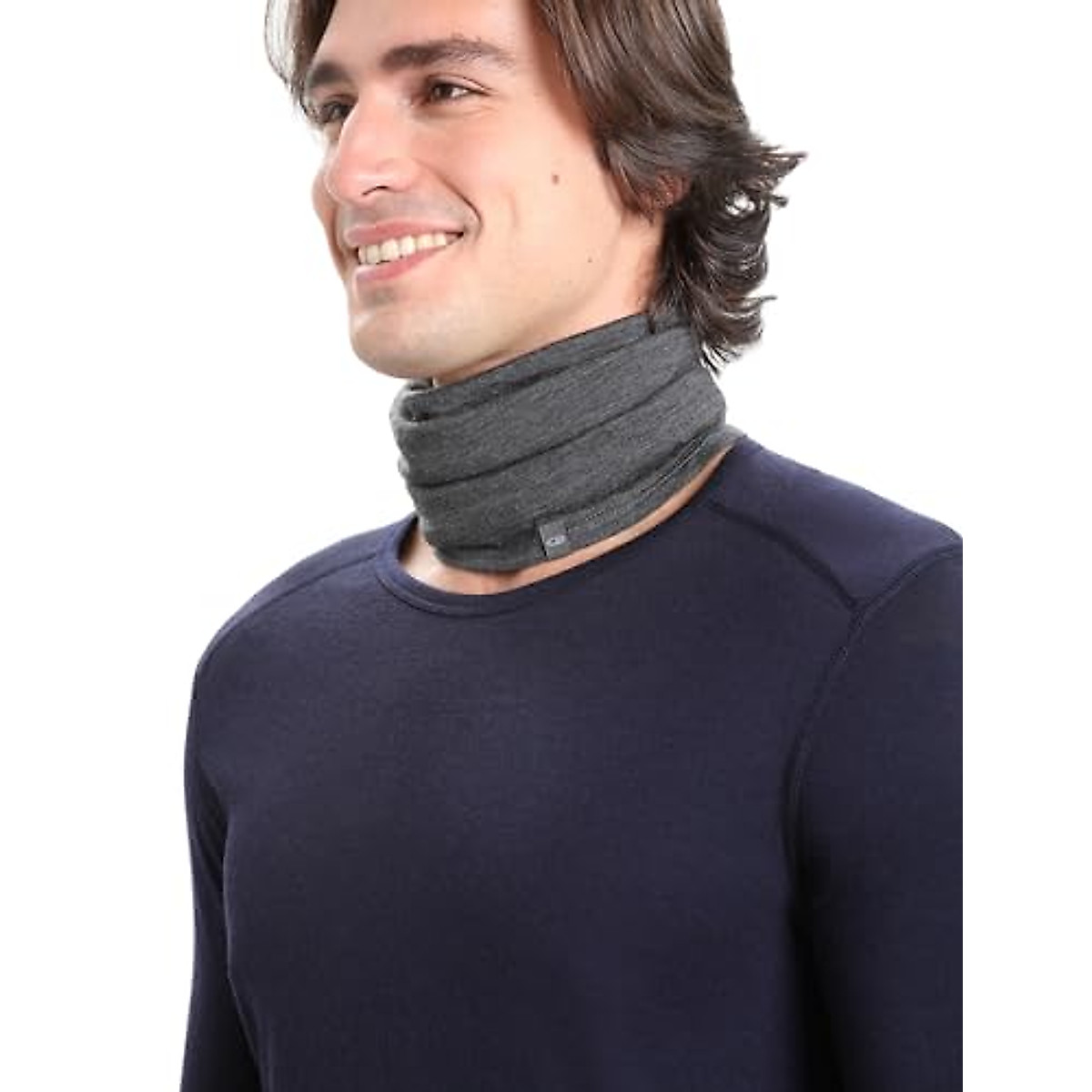 Icebreaker Merino Flexi Chute Ski Neck Gaiter For Women, Men, 100% Merino Wool - Comfortable, Versatile Neck Warmer Buff And Snowboard Face Mask - Breathable, Warm Gaiters For Adults - Jet Heather