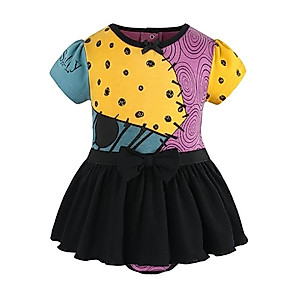 Disney Nightmare Before Christmas Sally Girls’ Bodysuit Dress and Cap Set for Newborn and Infant - Multicolor