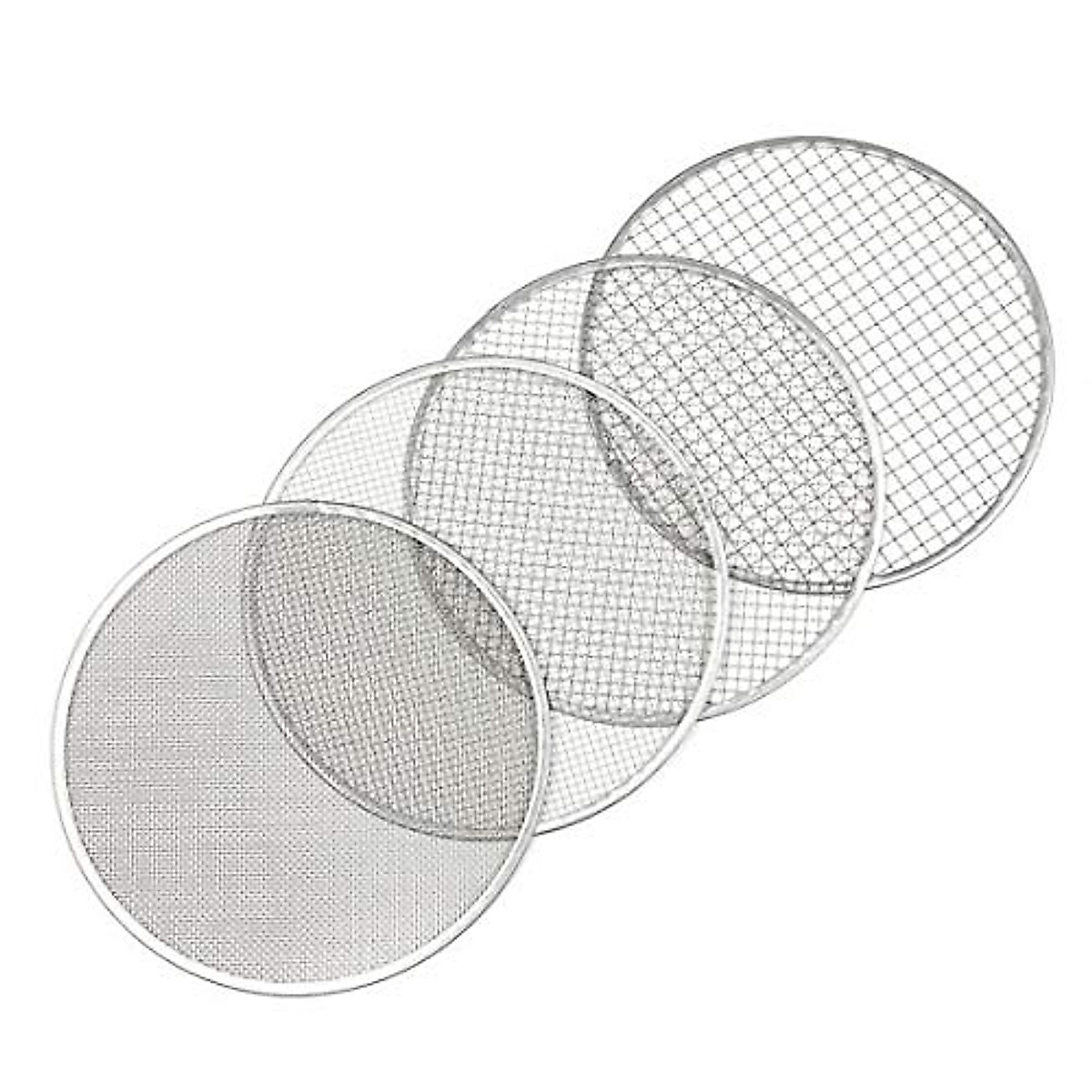 Practicool Garden Potting Mesh Sieve - Sifting Pan - Stainless Steel Riddle - Mix Soil Filter - with 4 Interchangeable Mesh Sizes - 3, 6 , 9, 12mm