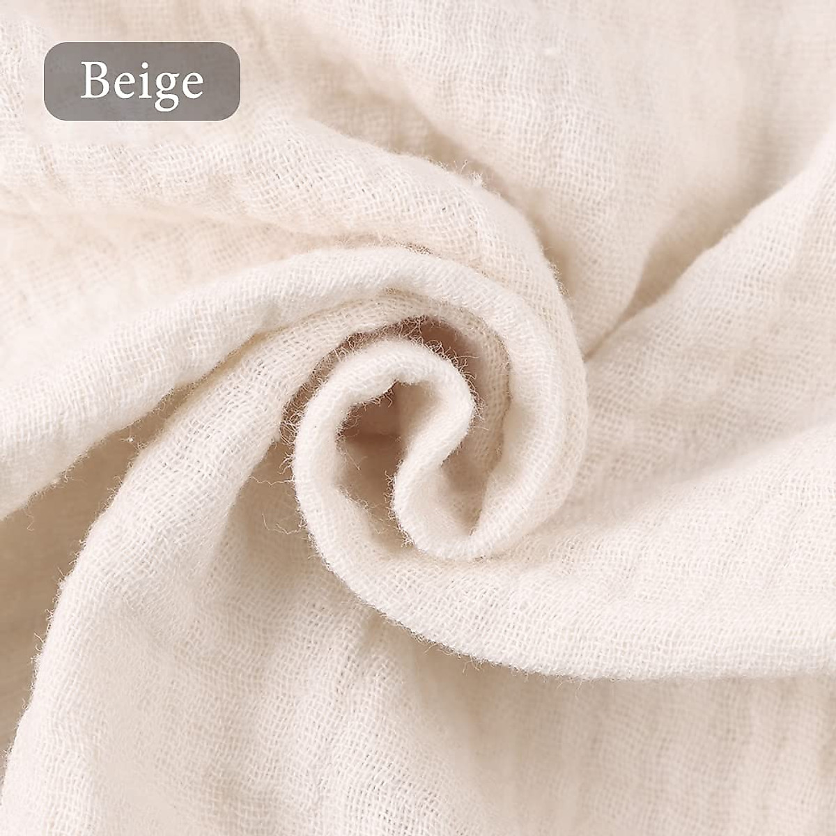 Wrinkle Gauze Cotton Material Quilting Sewing Craft Fabric Table Runners Decor Cloth for Party, Wedding Cheesecloth Kitchen Cooking (1 Yard, Beige)