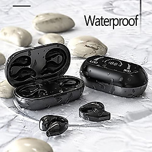 Peticehi Wireless Ear Clip Bone Conduction Headphones with Digital Display, Open Ear Headphones Wireless Bluetooth for Running Sports (Black)