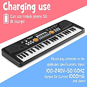WOSTOO Kids Piano Keyboard, 49 Keys Portable Keyboard Electronic Digital Piano Educational Learning Toy Music Gifts Keyboard Piano for Beginners Kids Girls Boys with Microphone