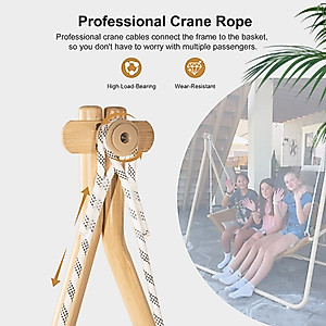 PURPLE LEAF 2 Seat Cloud Swing Chair with Stand Patio Wicker Bench Glider Loveseat Hanging Swinging for Indoor Outside Backyard Garden Outdoor Hammock Porch Swing, Cushion and Pillows Included