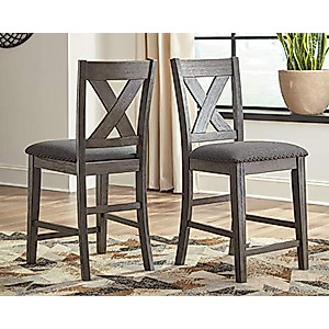 Signature Design by Ashley Caitbrook Counter Height Dining Room Table, Gray & Design by Ashley Caitbrook Upholstered Barstool, 2 Count