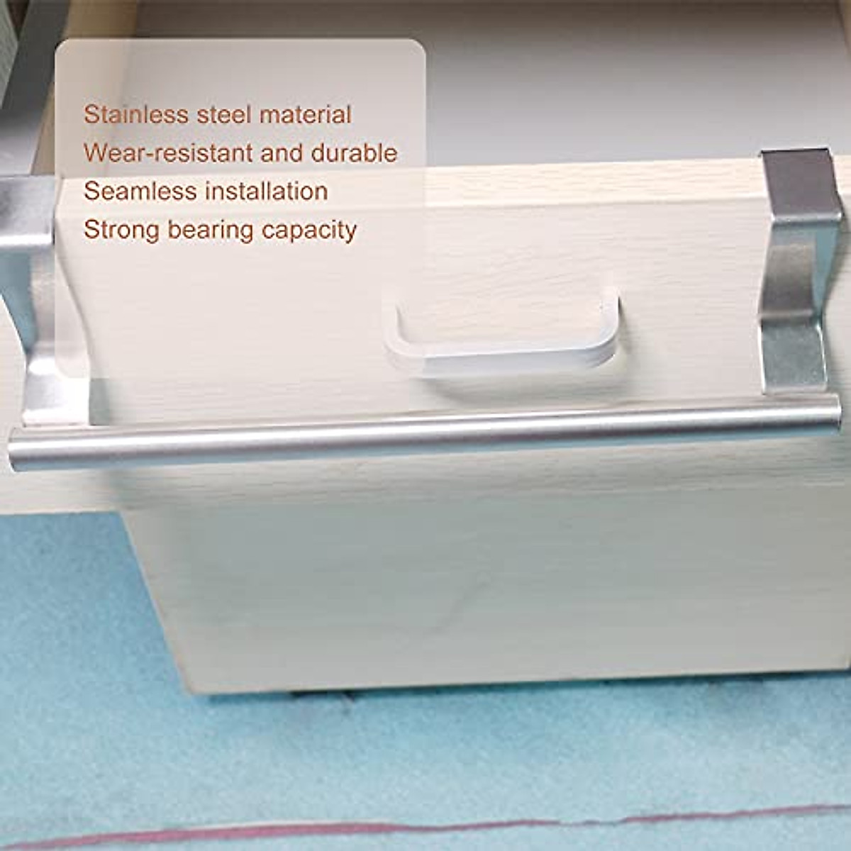 Garosa Bath Towel Bar Stainless Steel Hangable Towel Rack Punch Free Hanging Buckle Kitchen Towel Holder Single Bars Dish Cloth Hanger for Cabinet Bathroom Kitchen (36cm)