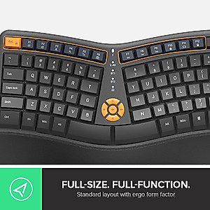 DeLUX Wireless Ergonomic Keyboard - Ergo Split Keyboard with Palm Rest for Natural Typing, 2.4G and Bluetooth, Full-Size, US Layout - Compatible with Windows and Mac OS (GM905, Graphite)