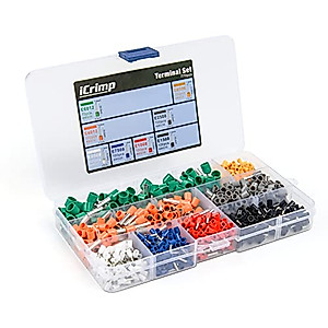 iCrimp Ferrule Crimping Tool Kit, AWG 23-10 Self-adjustable Ratchet Ferrule Crimper Plier c/w 770End Sleeve Ferrules Connector Terminals on Electrician, Contractors, Repair Support