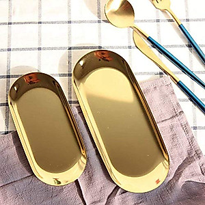 2 Pcs Gold Stainless Steel Towel Tray Storage Tray Decorative Tray Jewelry Tray Trinket Dish Plate Tea Tray Fruit Trays Cosmetics Jewelry Organizer