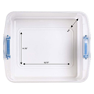 MEZHI 15.5 Quart Plastic Multipurpose Stackable Storage Container Tote Bins with Secure Latching Lids for Home or Office Organization, Clear, 4 Pack
