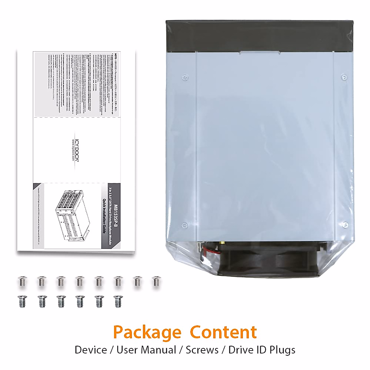 ICY DOCK 3 Bay 2.5”/ 3.5in SATA/SAS Hard Drive SSD Hot Swap Backplane Enclosure in 2X 5.25 Bay | FatCage MB153SP-B