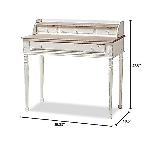 Baxton Studio Anjou Traditional French Accent Writing Desk, White