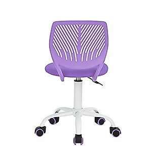 FurnitureR Writing Desk Chair for Teens Boys Girls,Home Office Chair with Breathable PP Mid Back, Armless,Height Adjustable,360 Swivel Chair,Purple