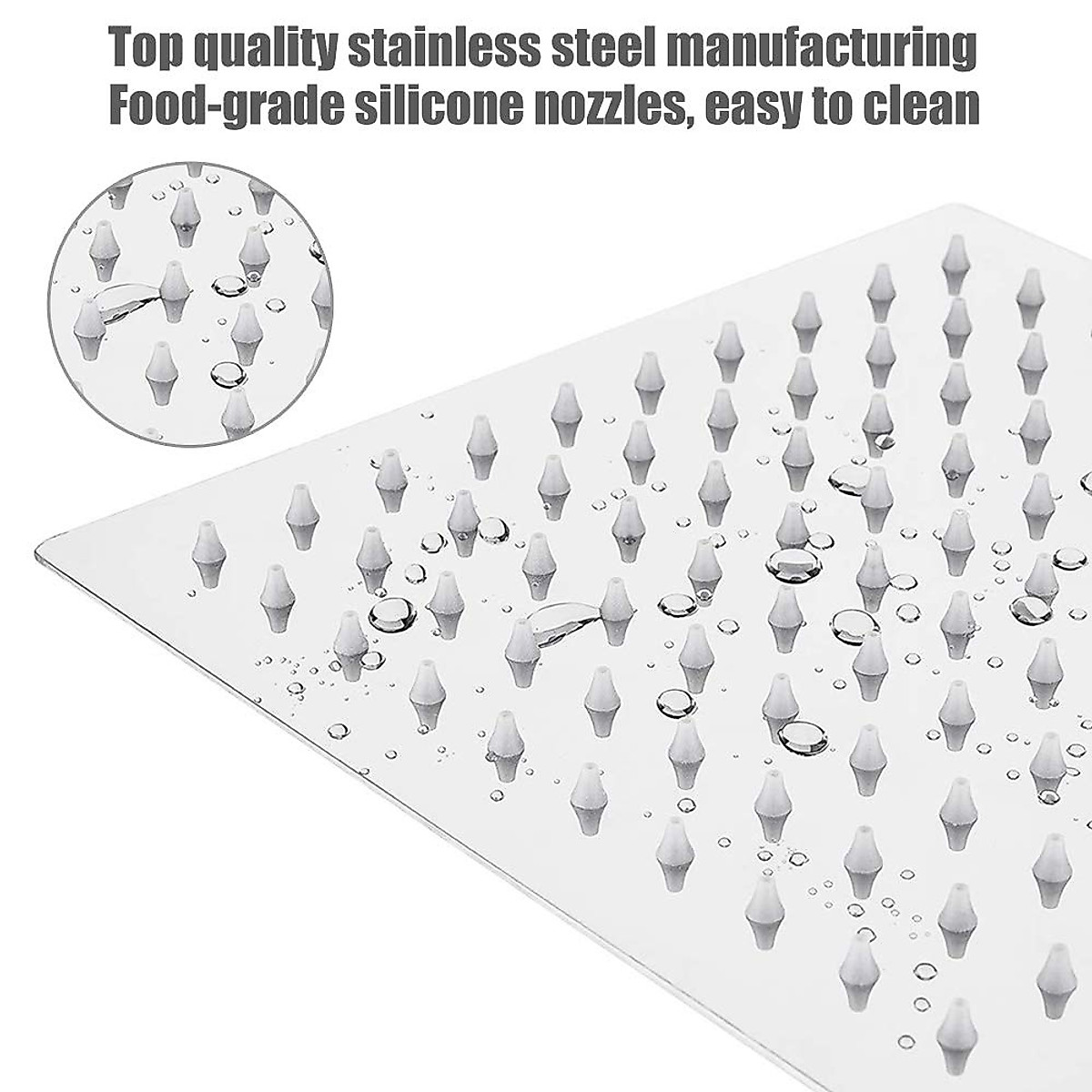 Rain Shower head, NearMoon High Flow Stainless Steel Square Rainfall ShowerHead, High Pressure Design, Awesome Shower Experience Even At Low Water Flow (8 Inch, Chrome Finish)