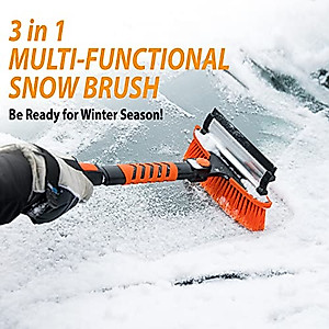 Zone Tech 35” Extendable Ice Scraper and Extendable Brush 360° Snow Brush Head for Car Windshield Flexible Arm Ice Scraper Scratch Free Removal Tool Snow Removal Compact Extreme Durable Auto Truck SUV