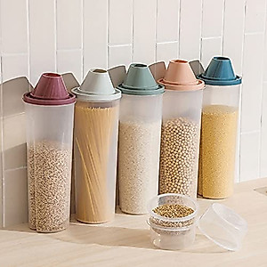 LYUN Canisters Plastic Storage Box Kitchen Food Grains Cereal Containers Tall Food Storage Spaghetti Noodle/Pasta Container with Scale Lid Jars (Color : 3pcs Pink)