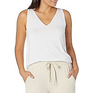 Amazon Essentials Women's Jersey Standard-Fit V-Neck Scoopback Tank Top (Previously Daily Ritual), White, Medium