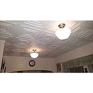 A La Maison Ceilings R31 Chestnut Grove Foam Glue-up Ceiling Tile (128 sq. ft./Case), Pack of 48, Plain White