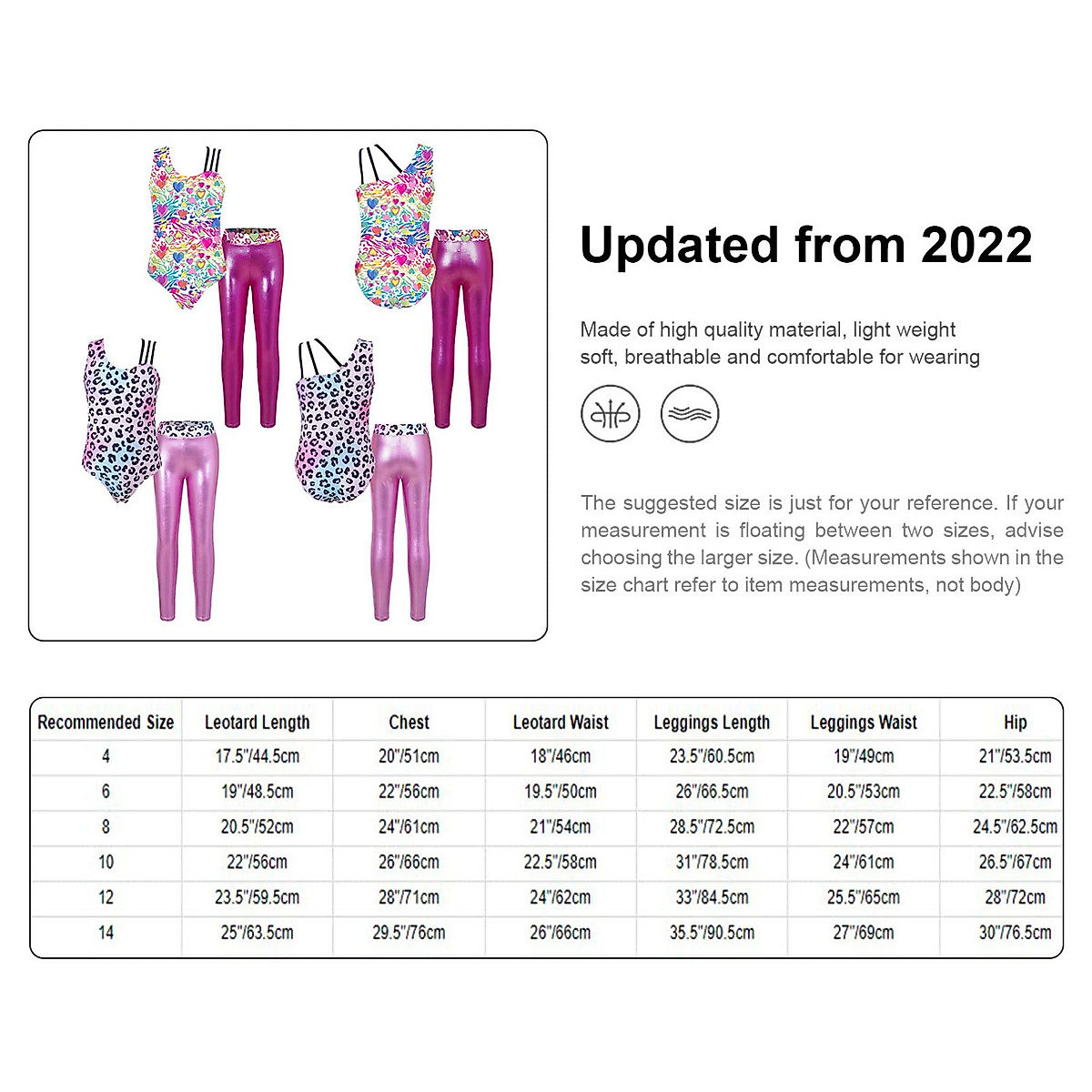 Manyakai Kids Girls Sleeveless Gymnatics Leotards Ballet Dance Unitard 2 Piece Bodysuit Top and Leggings Set Rose 8 Years