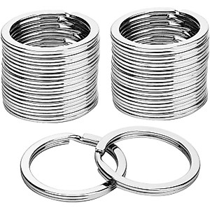 KINGFOREST 100PCS Flat Key Rings 1 Inch, Metal Keychain Rings Split Keyrings Flat Ring for Home Car Office Keys Attachment